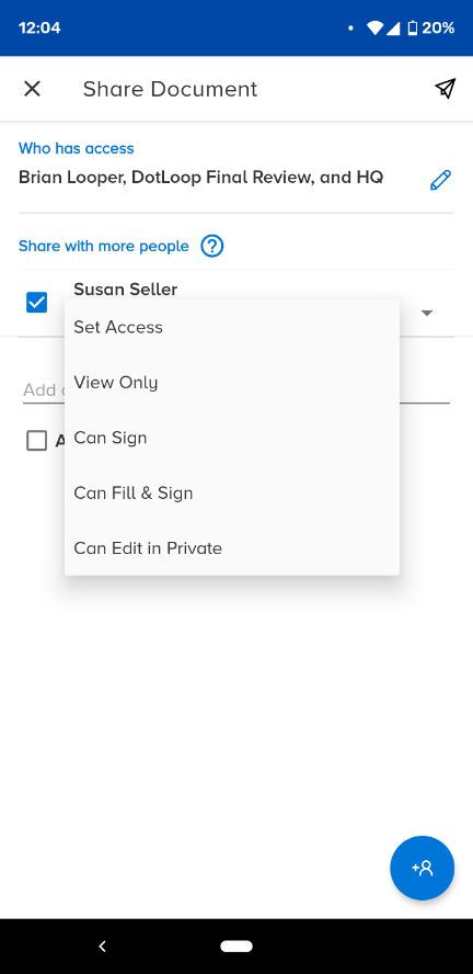 Android - Sharing Documents and Sharing Permissions