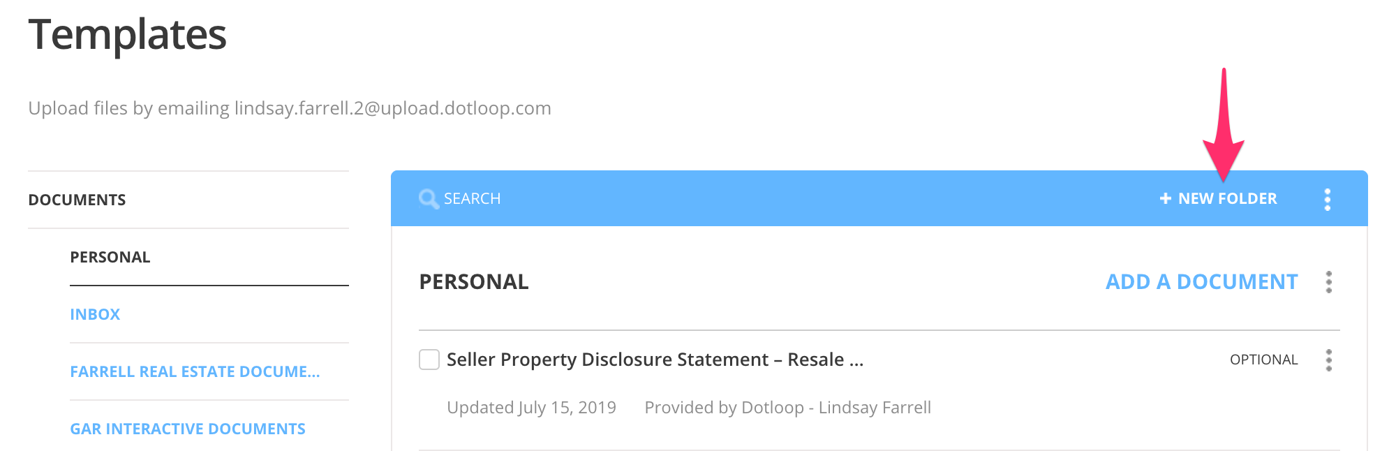 Creating Document Template Folders
