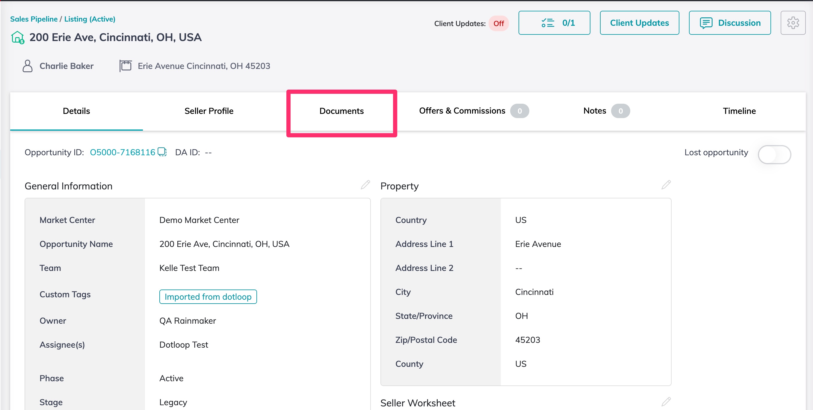 Creating a Loop via Command Opportunities and Syncing a Document in dotloop to an Opportunity