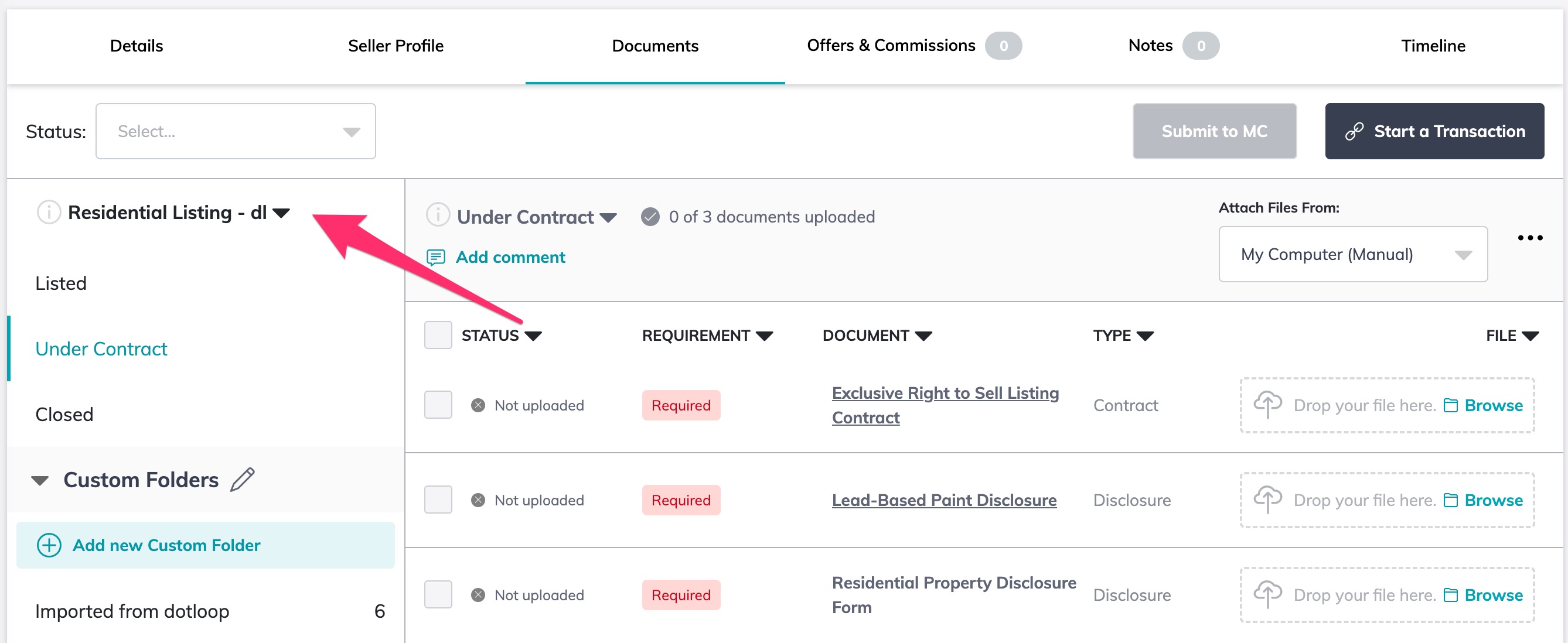 Creating a Loop via Command Opportunities and Syncing a Document in dotloop to an Opportunity