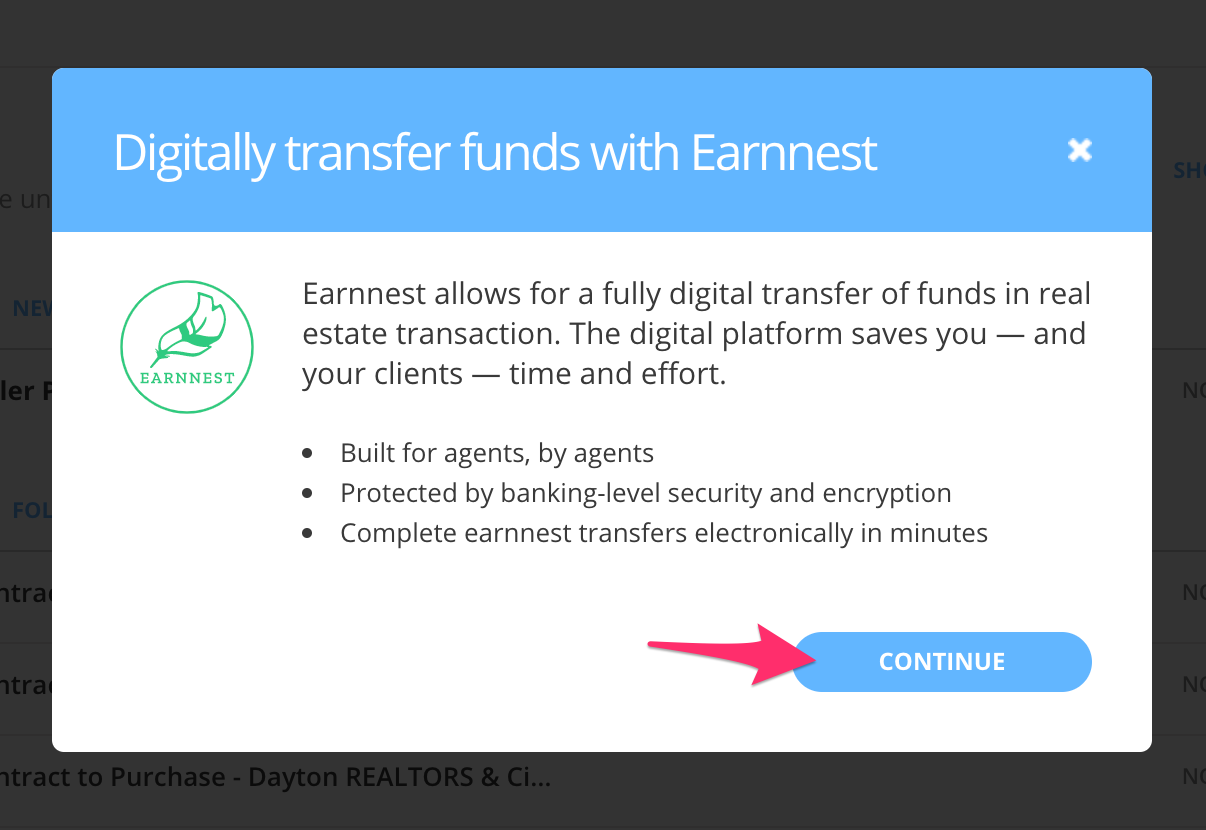 Request Earnest Money Transfer with Earnnest