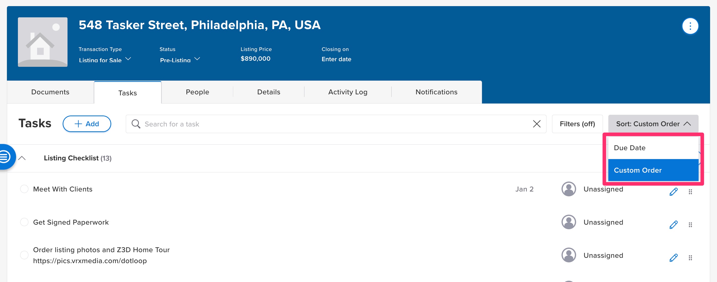 2.0 Search, Filter, and Sort Tasks