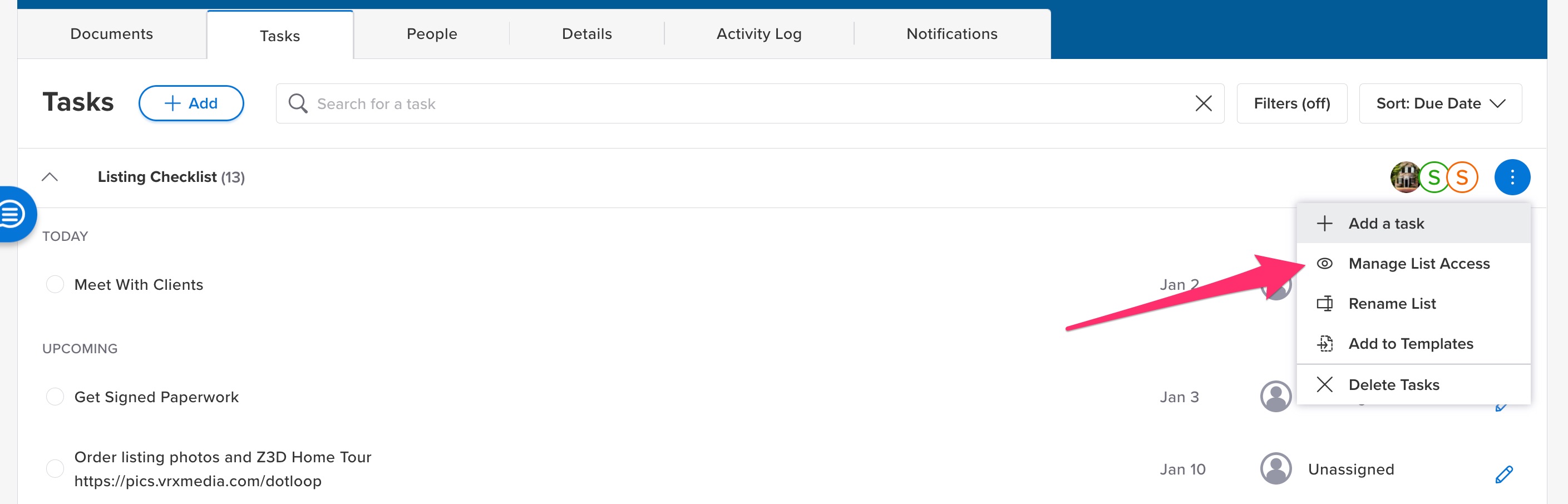 2.0 Tasks - Manage List Access