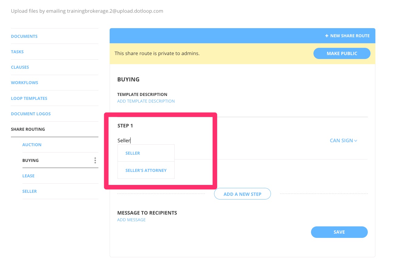 2.0 Creating a Share Routing Template