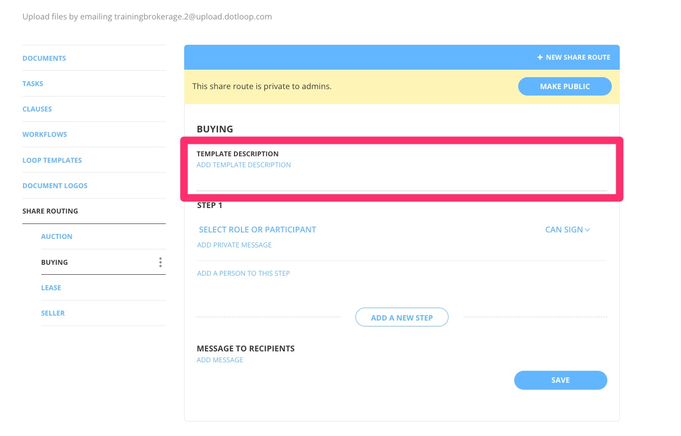2.0 Creating a Share Routing Template