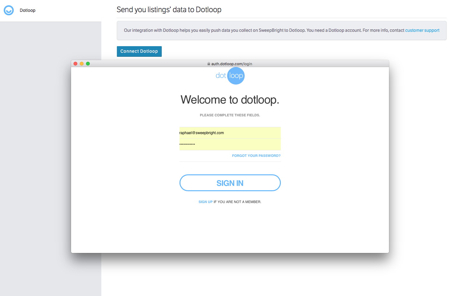 SweepBright Integration