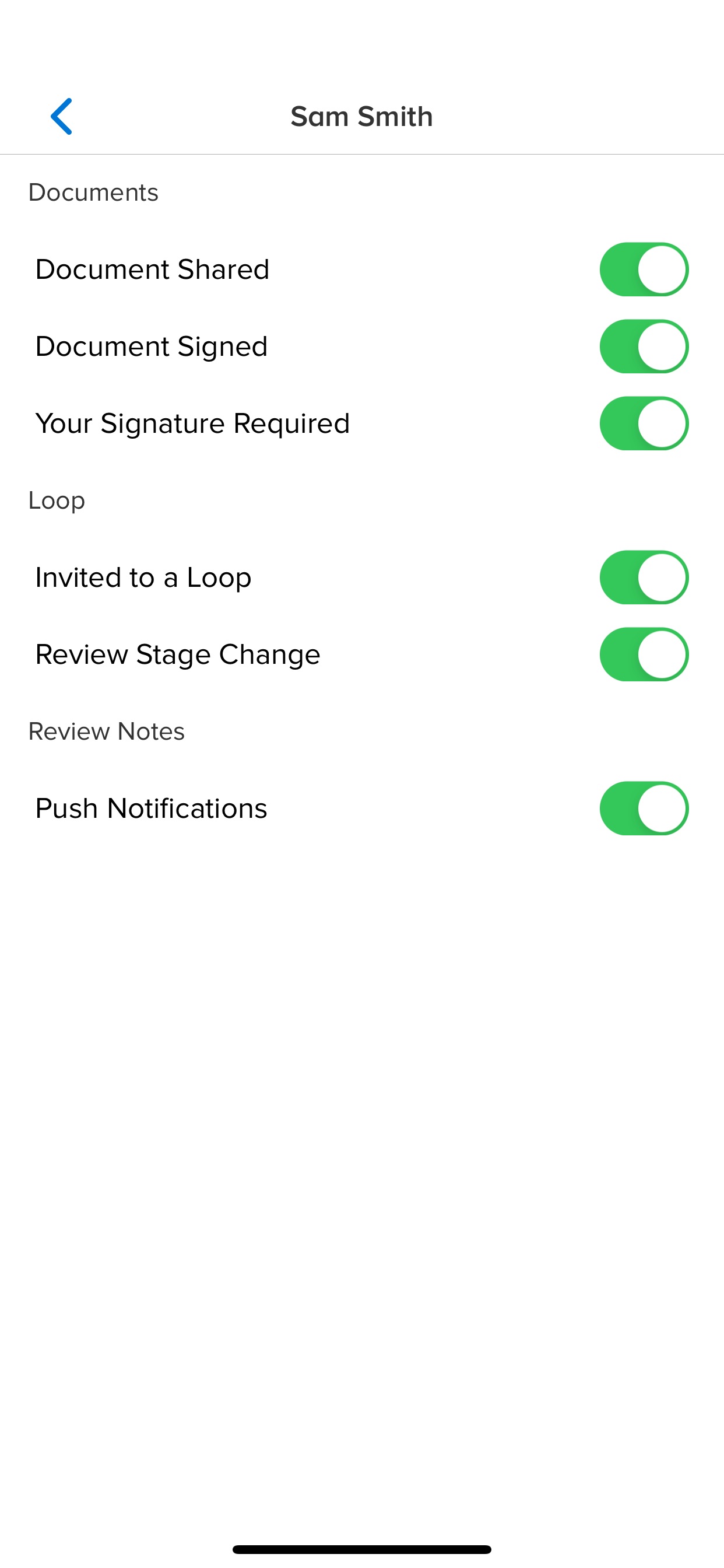 iOS - Account Settings