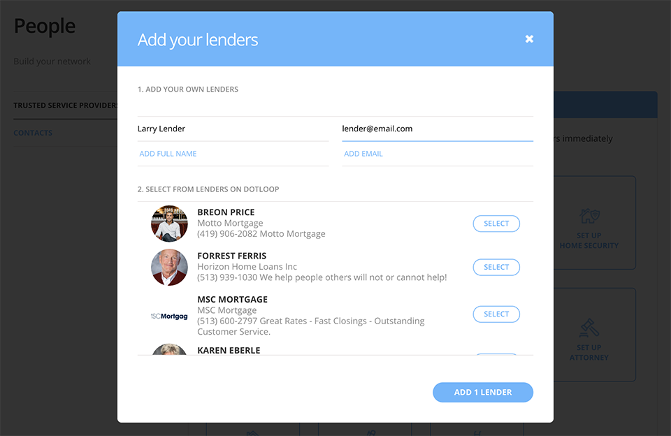 Adding Trusted Service Providers to the People Section