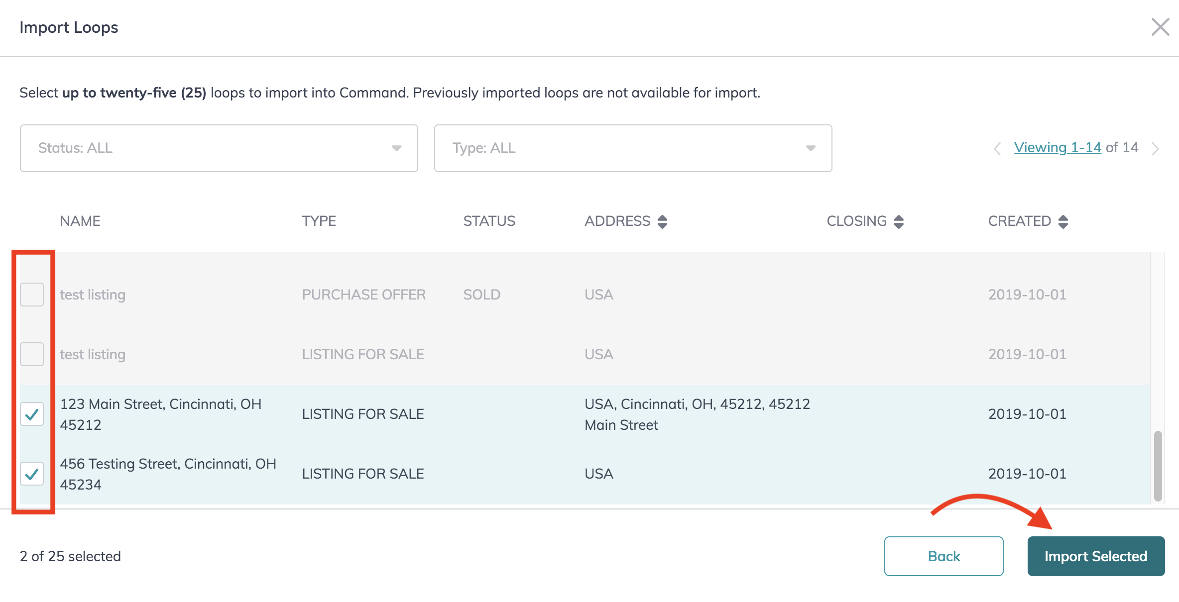 Importing Completed Loops into Command