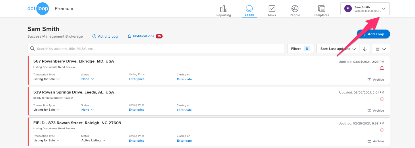 How to change your email address on your dotloop account