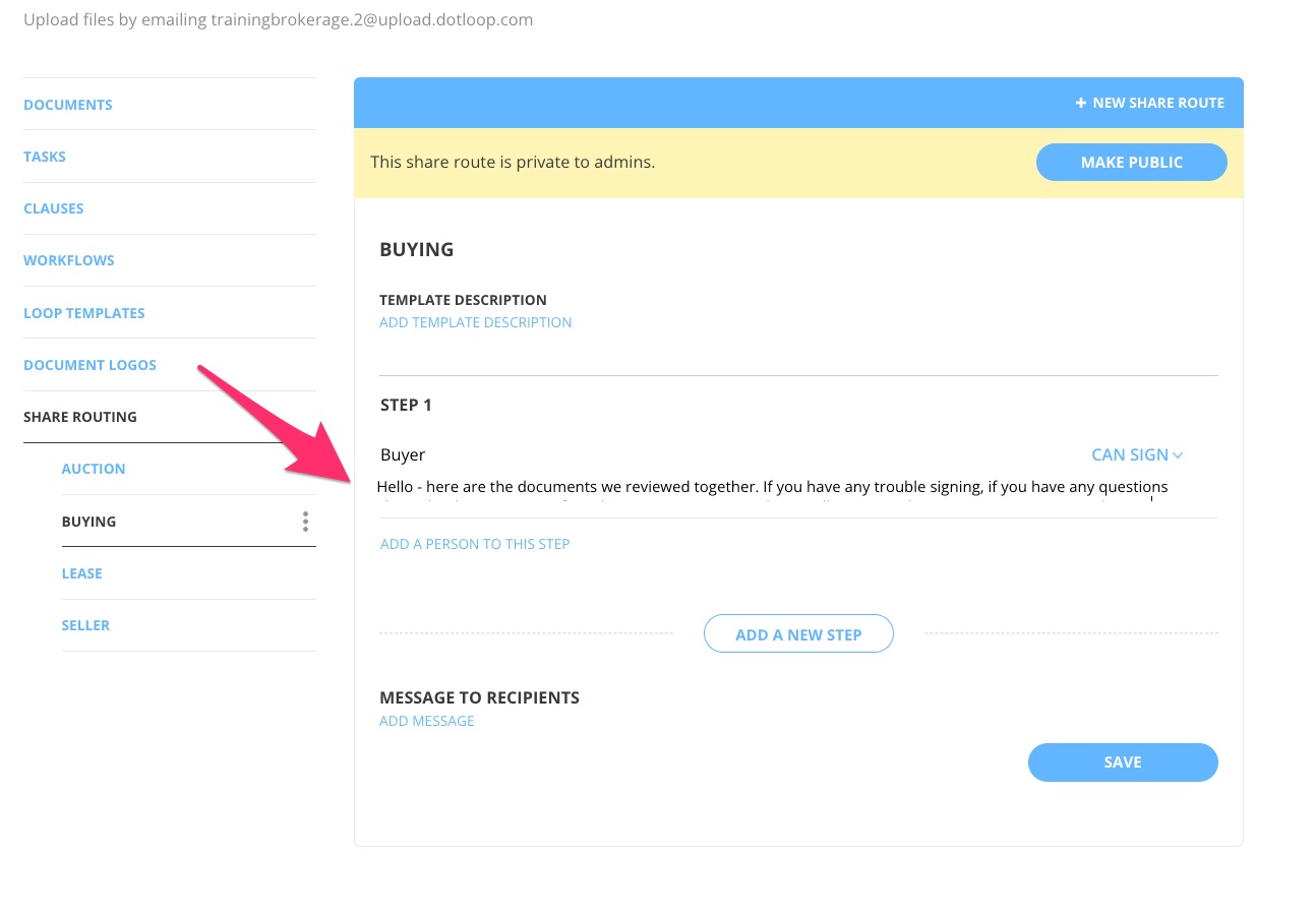 2.0 Creating a Share Routing Template