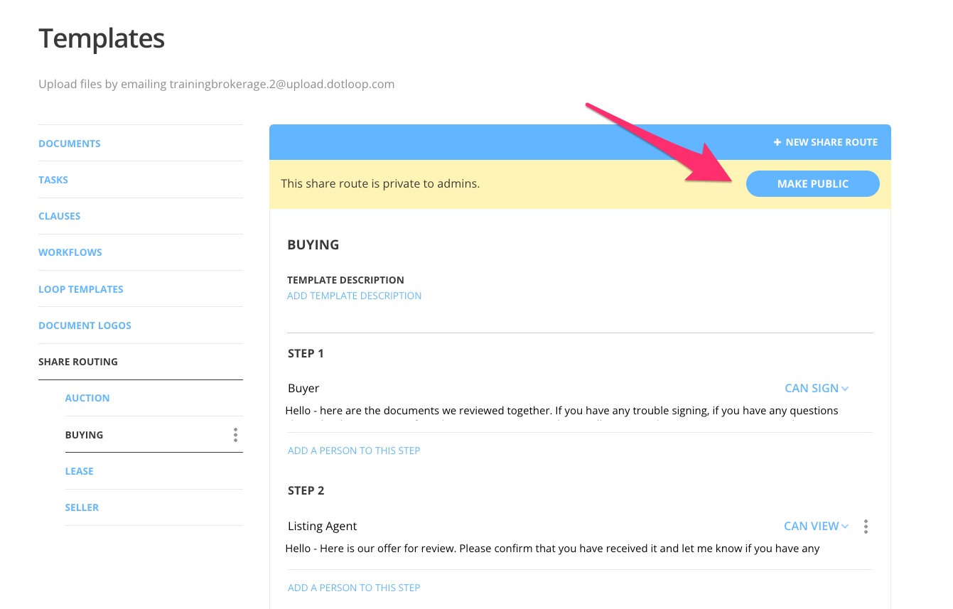 2.0 Creating a Share Routing Template