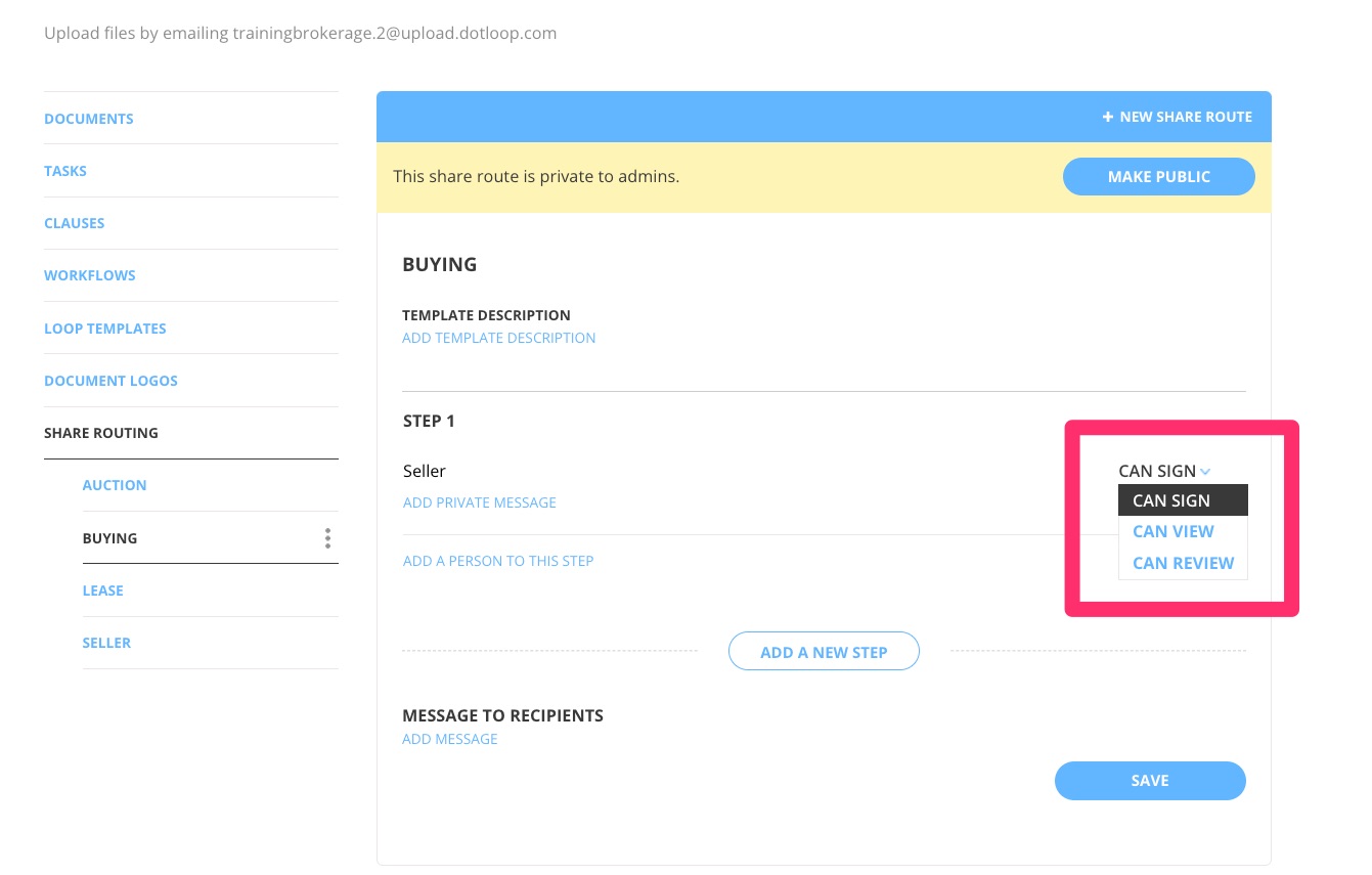2.0 Creating a Share Routing Template
