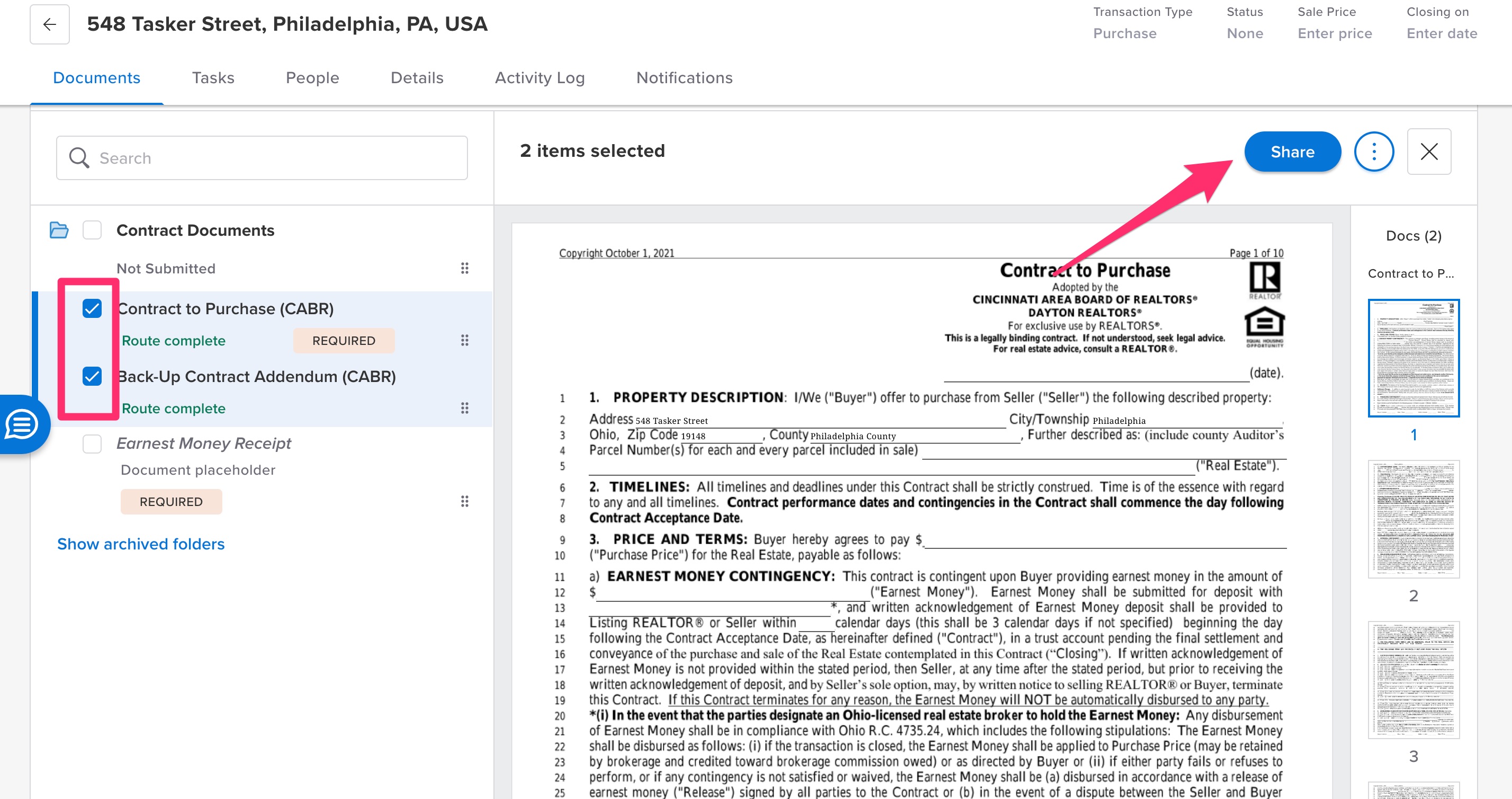 2.0 Share documents to my broker