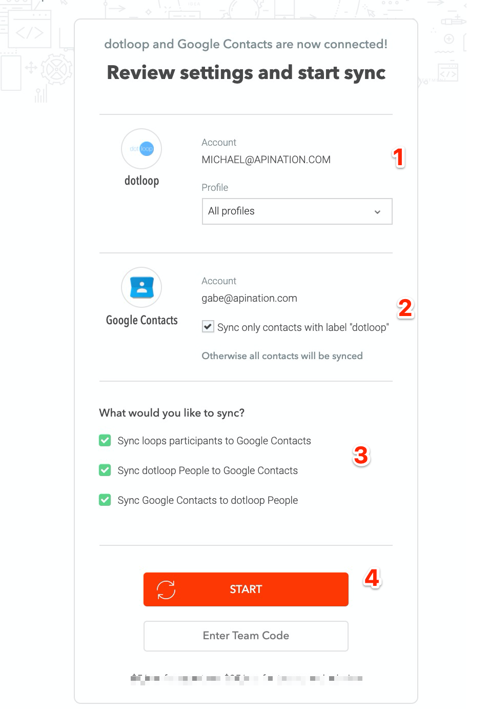 Google Contacts via API Nation