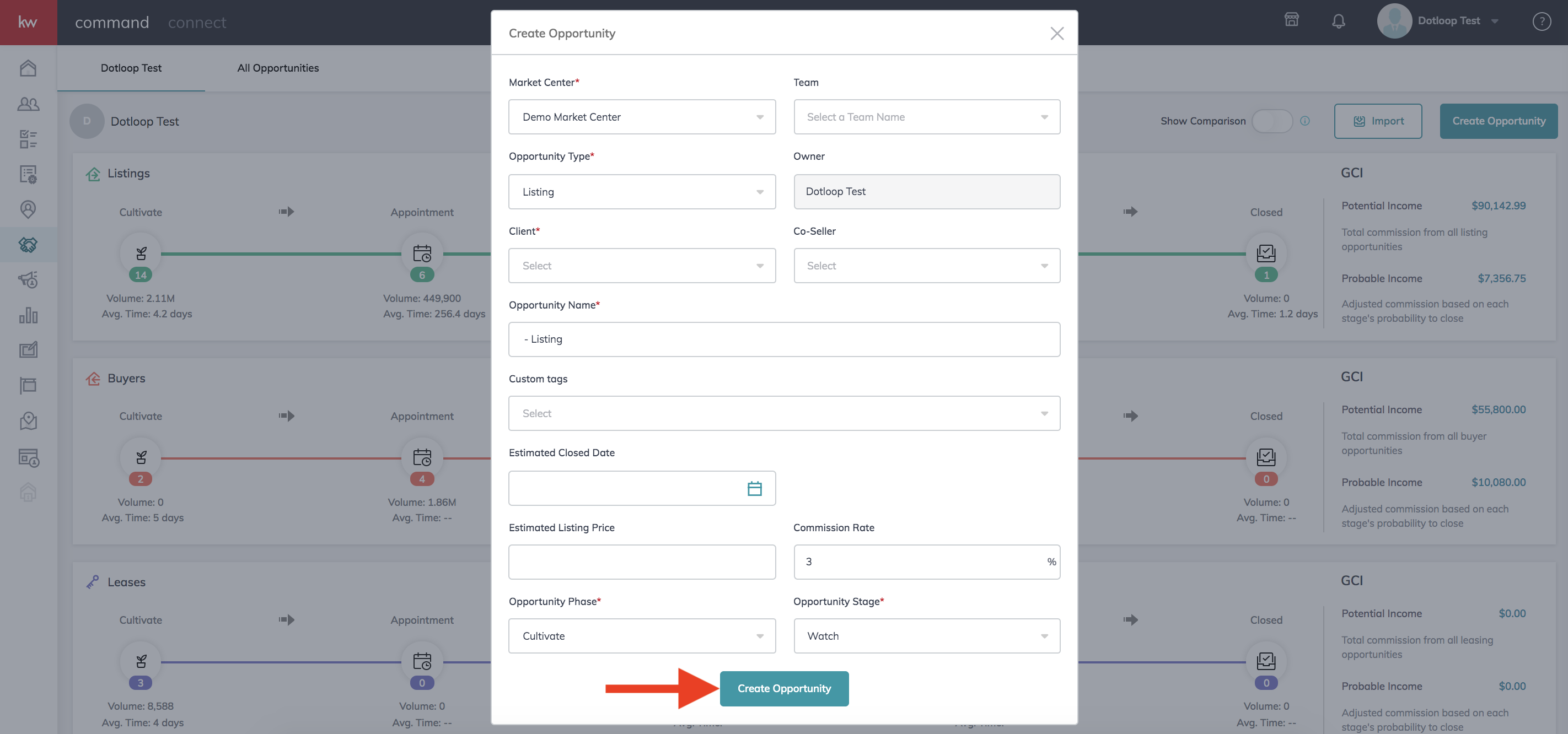 Creating a Loop via Command Opportunities and Syncing a Document in dotloop to an Opportunity