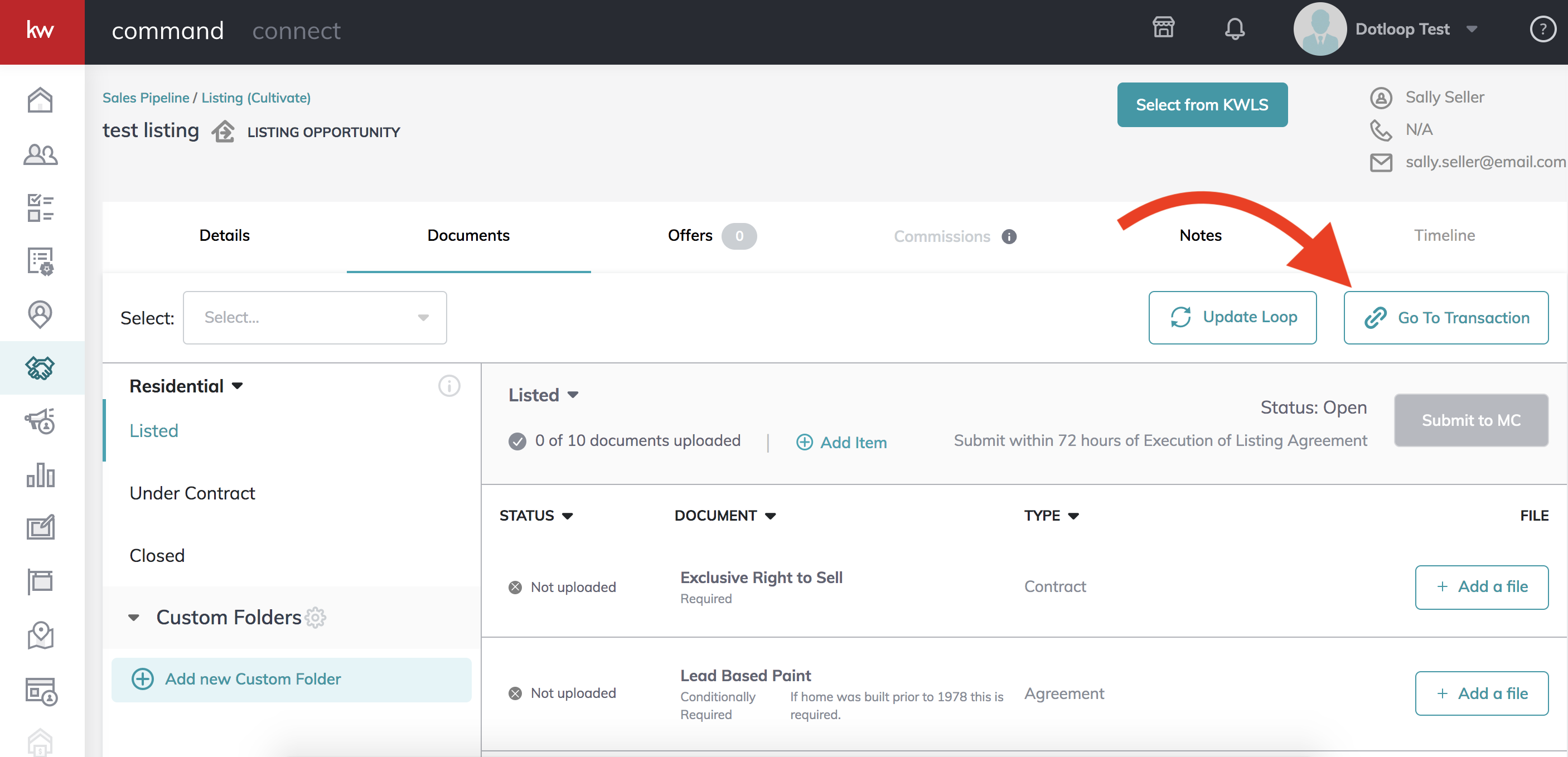 Creating a Loop via Command Opportunities and Syncing a Document in dotloop to an Opportunity