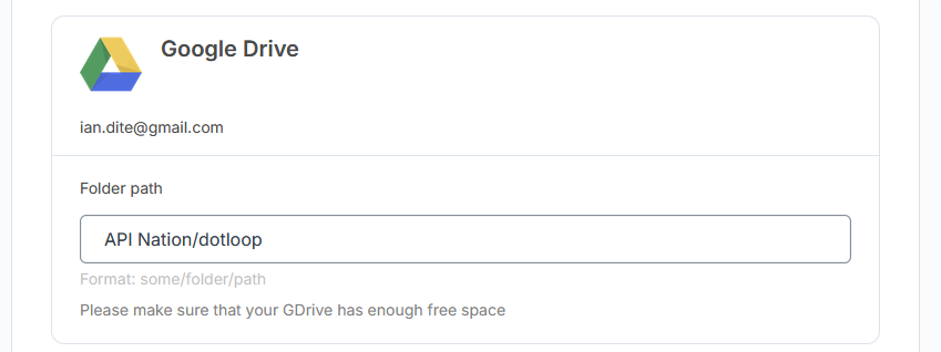 Google Drive Backup via API Nation