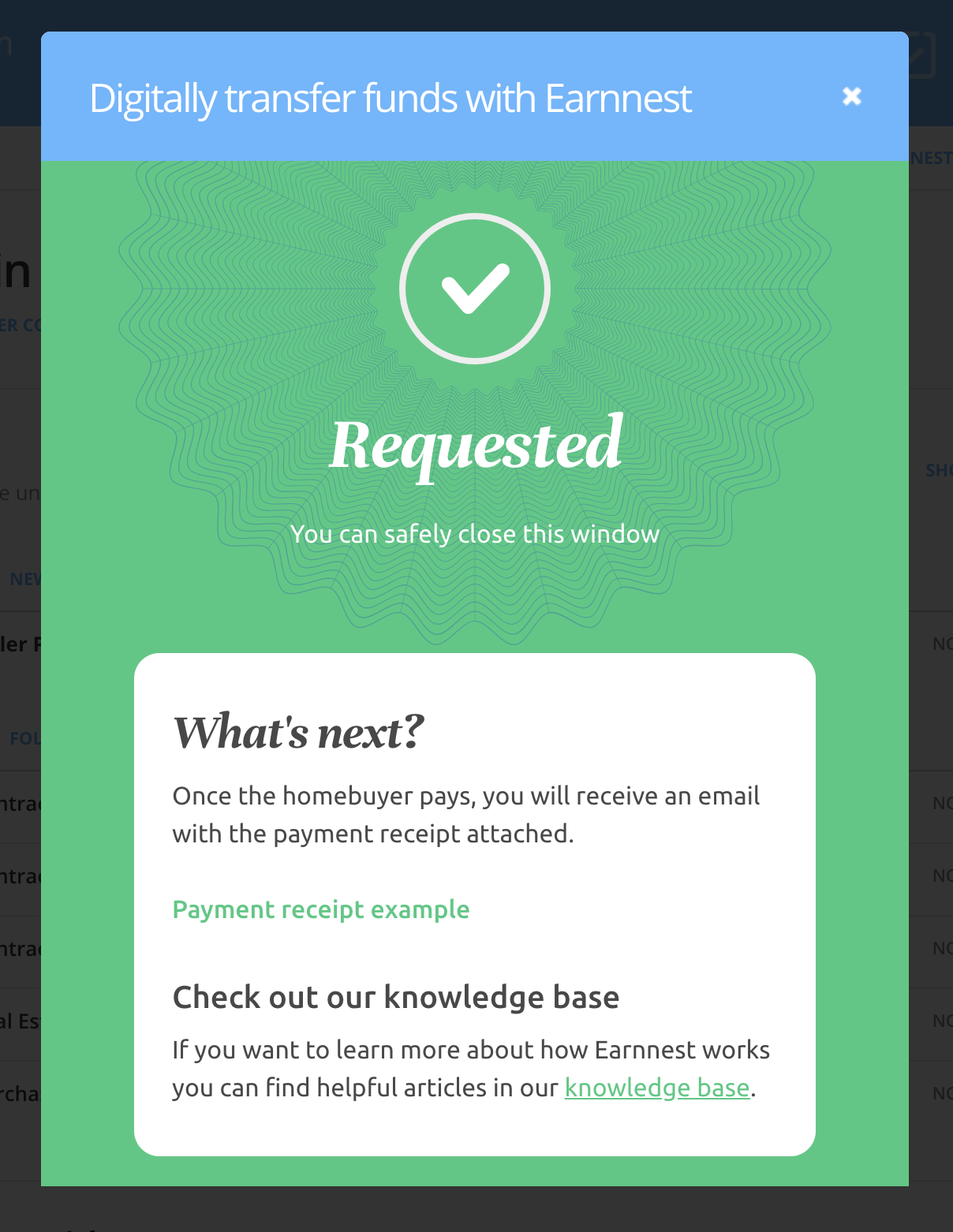 Request Earnest Money Transfer with Earnnest